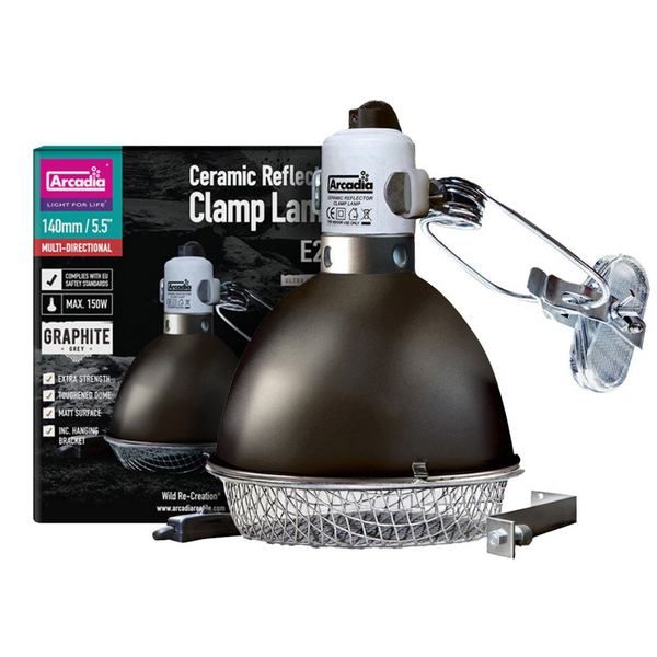 Arcadia Ceramic Reflector Clamp Lamp Graphite | Premium Reptile Fixture ...